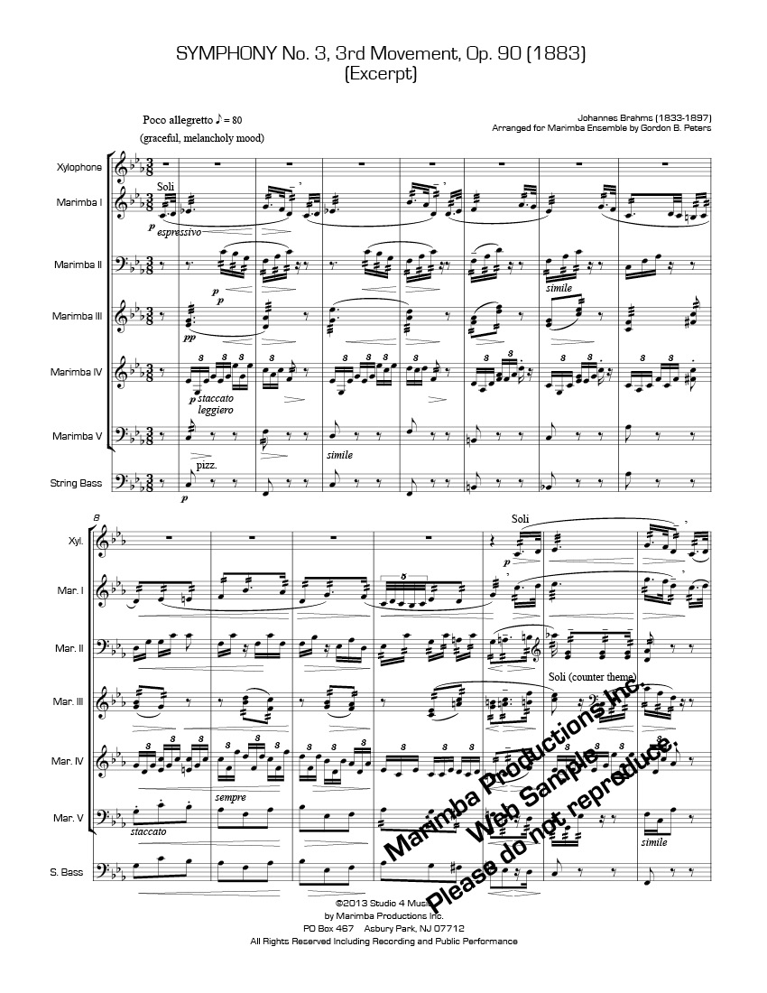 Symphony No. 3 No.3, 3rd Movement Op.90 (Brahms/arr. Gordon Peters ... Symphony No. 3 No.3, 3rd Movement Op.90 (Brahms/arr. Gordon Peters ...
